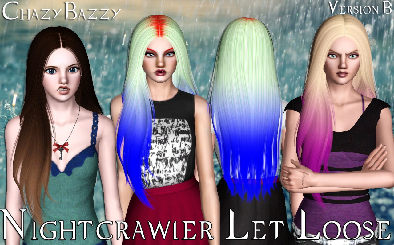 Nightcrawler`s Let Loose hairstyle retextured by Chazy Bazzy - Sims 3 Hairs